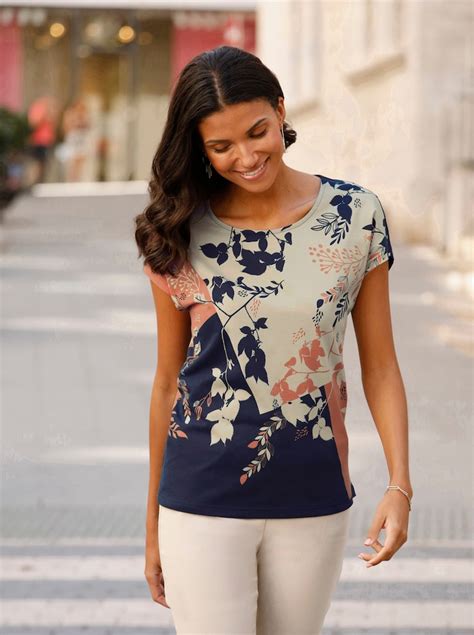 Shirt Met Korte Mouwen In Papaja Marine Bedrukt Your Look For Less
