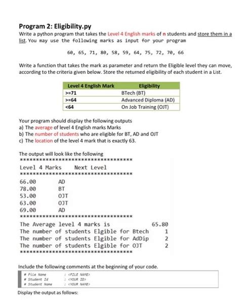 Solved Program 2 Eligibilitypy Write A Python Program That