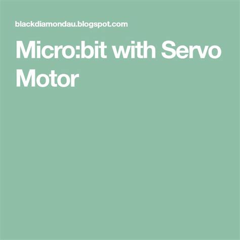 Micro Bit With Servo Motor Motor Micro Bits
