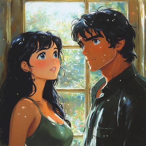 A Scene Where A Man And A Woman Face Each Other A Shy Expression A Love