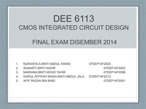 Cmos Integrated Circuit Design Ppt