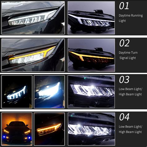 Aomsazto Headlights For 10th Gen Honda Civic 2016 2021head Lamp With