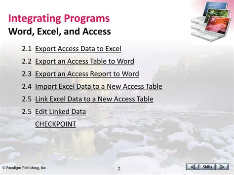 ppt integrating programs word excel and access powerpoint