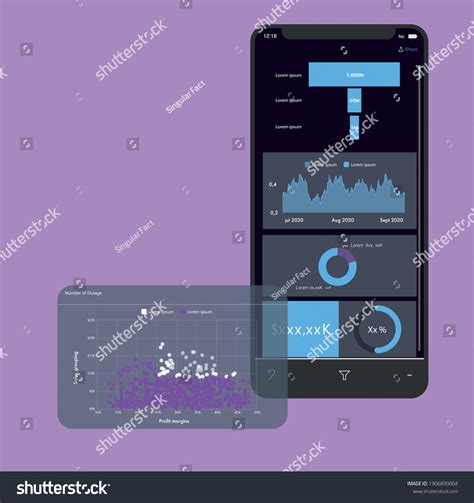 Dashboard Mobile Application Report Power Bi เวกเตอรสตอก ปลอดคาลขสทธ