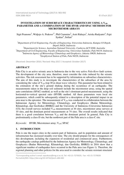 Pdf Investigation Of Subsurface Characteristics By Using A Vs30 Parameter And A Combination Of