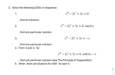 Solved 2 Solve The Following Odes In Sequence Y 2y