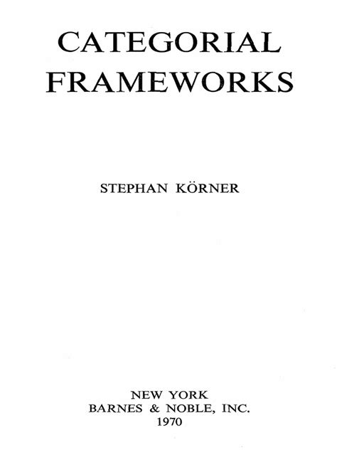Stephan Korner Categorial Frameworks Pdf Pdf Logic Ontology