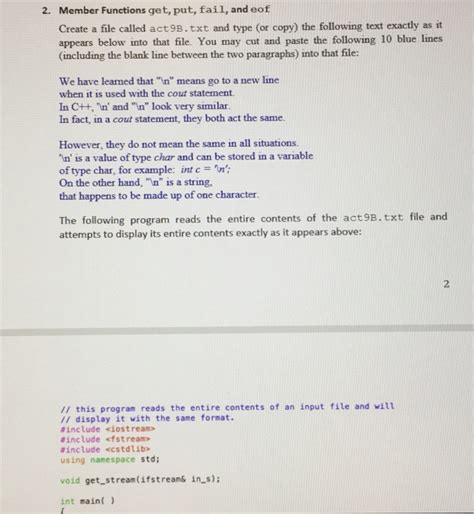 Solved Member Functions Get Put Fail And Eof Create A