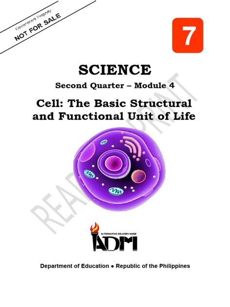 Science7 Q2 Mod4 Cell The Basic Structural And Functional Unit Of Life V5 Pdf Cell