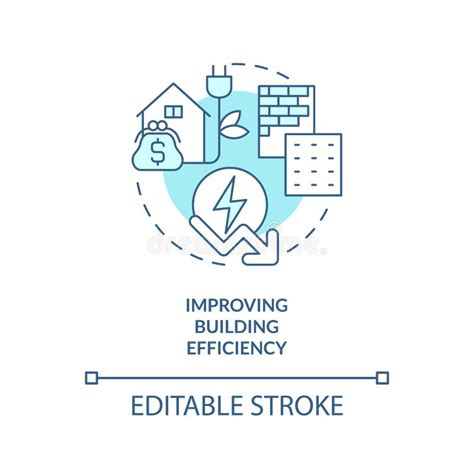 Improving Building Efficiency Turquoise Concept Icon Stock Vector Illustration Of Reduce