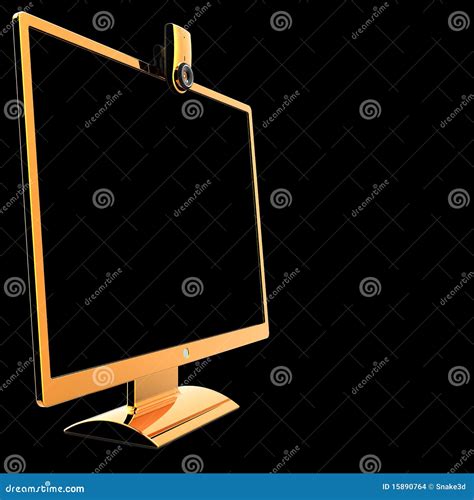 Golden Computer Monitor And Webcam Stock Illustration Illustration Of Camera Chat