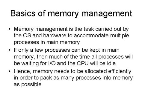 CHAPTER THREE MEMORY MANAGEMENT Basics Of Memory Management