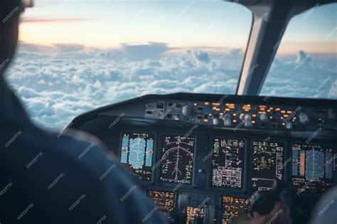 A Flying Aircraft From Cockpit View Premium Ai Generated Image