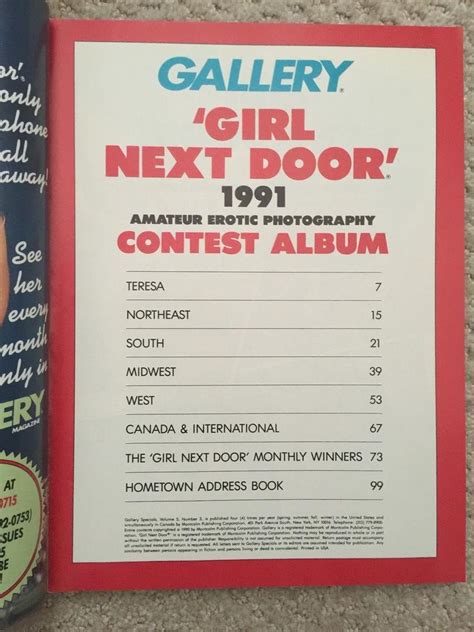 Gallery Girl Next Door Special Edition 1991 Contest Album Amateur