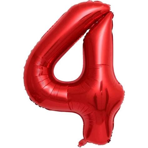 Grand Ballon Danniversaire En Mylar Rouge En Forme De Chiffre 4 De 101 6 Cm Pour Filles Et