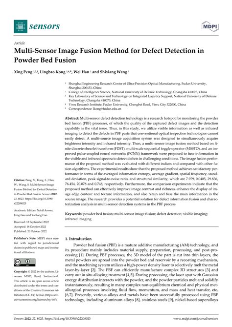 pdf multi sensor image fusion method for defect detection in powder