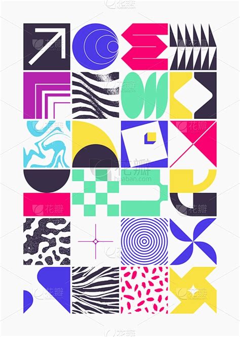 式样 矢量 数码图形 抽象拼贴画 华丽的 几何形状 纺织品 技术 复古风格素材 花瓣网