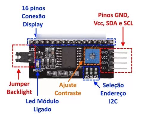 14 Modulo I2c Para Display Lcd 16x2 P Arduino Pic Raspberry R 175 Em