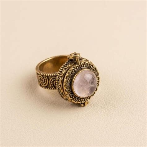 Rose Quartz Poison Ring 925 Sterling Silver Locket Ring Handmade
