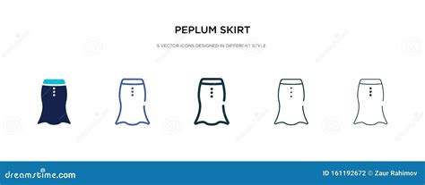 Peplum Skirt Icon In Different Style Vector Illustration Two Colored And Black Peplum Skirt