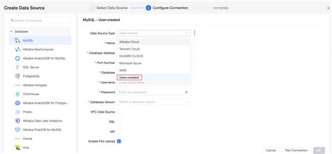 How To Add A User Created Mysql Data Source Quick Bi Alibaba Cloud