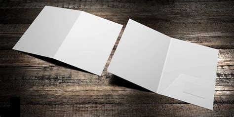 Premium Photo Opened And Closed File Folder Mockup On Wooden Background