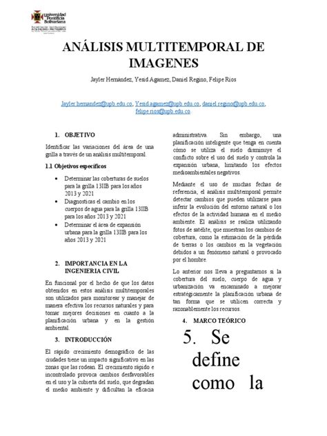 Analisis Multitemporal De Imagenes Pdf Entorno Natural Sistema De