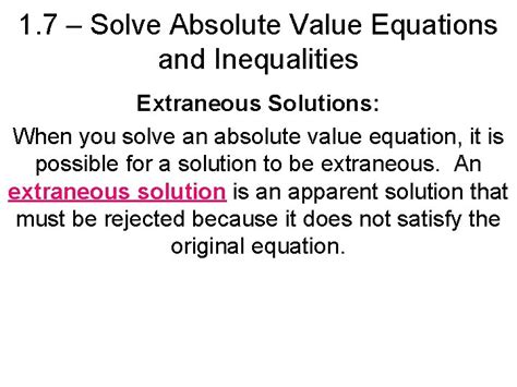 1 7 Solve Absolute Value Equations And Inequalities