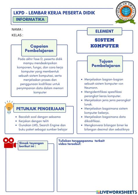 Pdf Online Worksheet Informatika Live Worksheets
