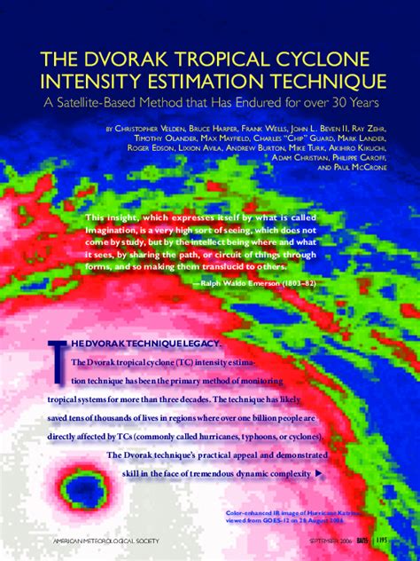 Pdf The Dvorak Tropical Cyclone Intensity Estimation Technique A Satellite Based Method That