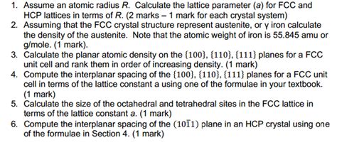 Solved Assume An Atomic Radius R Calculate The Lattice