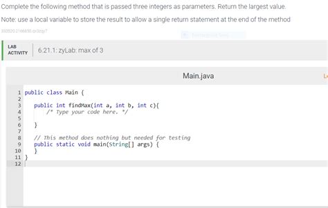 Solved Complete The Following Method That Is Passed Three Chegg