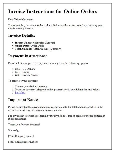 Letter Template For Multi Currency Invoice Explanation Free Samples