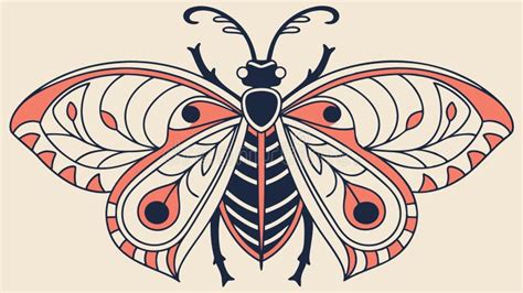Ornate Patterned Moth Elegant Insect Aesthetic Vector Design