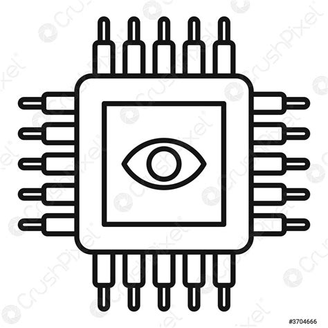 Ai Processor Icon Outline Style Stock Vector 3704666 Crushpixel