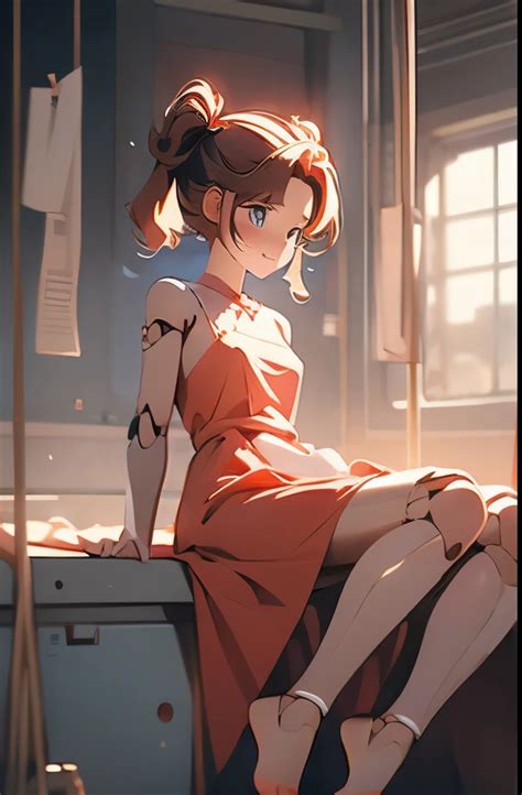 Anime Girl Sitting On A Desk In A Room With A Window Seaart Ai