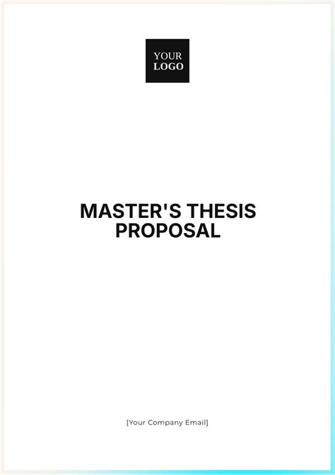 Free Master 27s Thesis Proposal Template To Edit Online