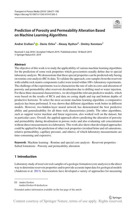 Prediction Of Porosity And Permeability Alteration Based On Machine