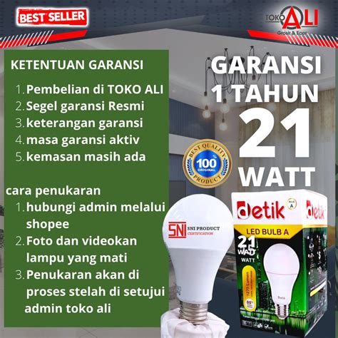 Jual DETIK A BULB Lampu Bohlam Led Plafon Rumah Watt Low VoltageSNI Cahaya Putih