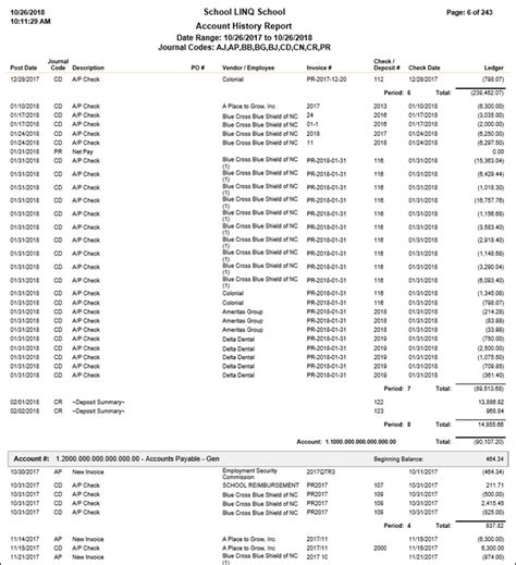 Account History Report