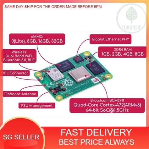 Raspberry Pi Compute Module 4 CM4 4GB RAM 16G EMMC Wireless Official IO Board Shopee Singapore