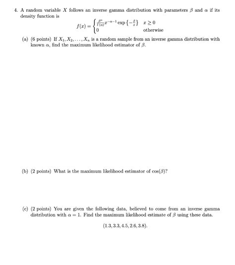 Solved A Random Variable X Follows An Inverse Gamma Chegg