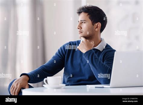 Man Employee And Thinking In Office Problem Solving And Banker Project For Reflection Male