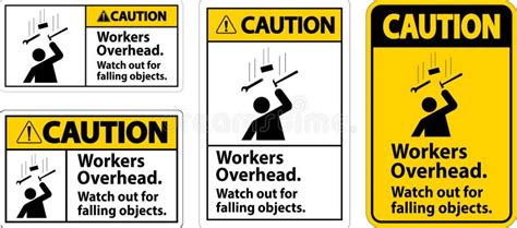 Caution Falling Debris Sign Workers Overhead Falling Objects Stock Vector Illustration Of