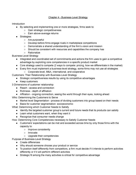 lecture 6 chapter 4 professor fall chapter 4 business level