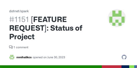 Feature Request Status Of Project · Issue 1151 · Dotnetspark · Github