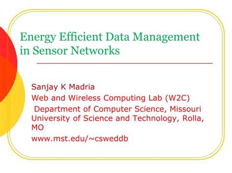 Ppt Energy Efficient Data Management In Sensor Networks Powerpoint
