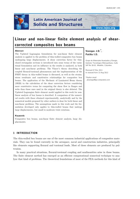 Pdf Linear And Non Linear Finite Element Analysis Of Shear Corrected