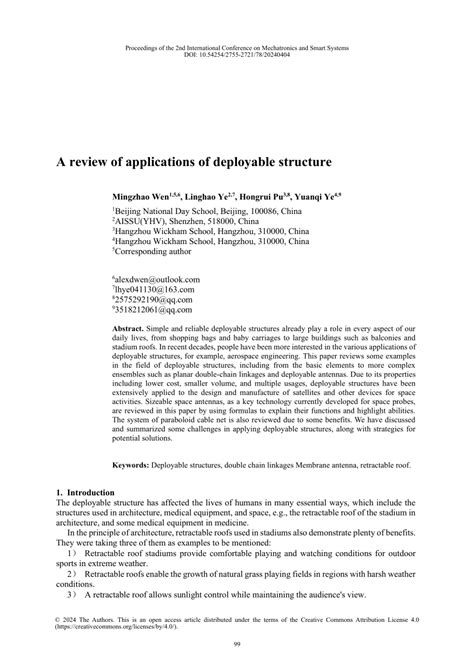 Pdf A Review Of Applications Of Deployable Structure