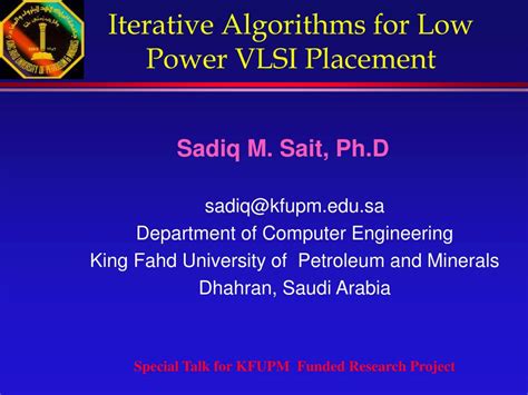 Ppt Iterative Algorithms For Low Power Vlsi Placement Powerpoint